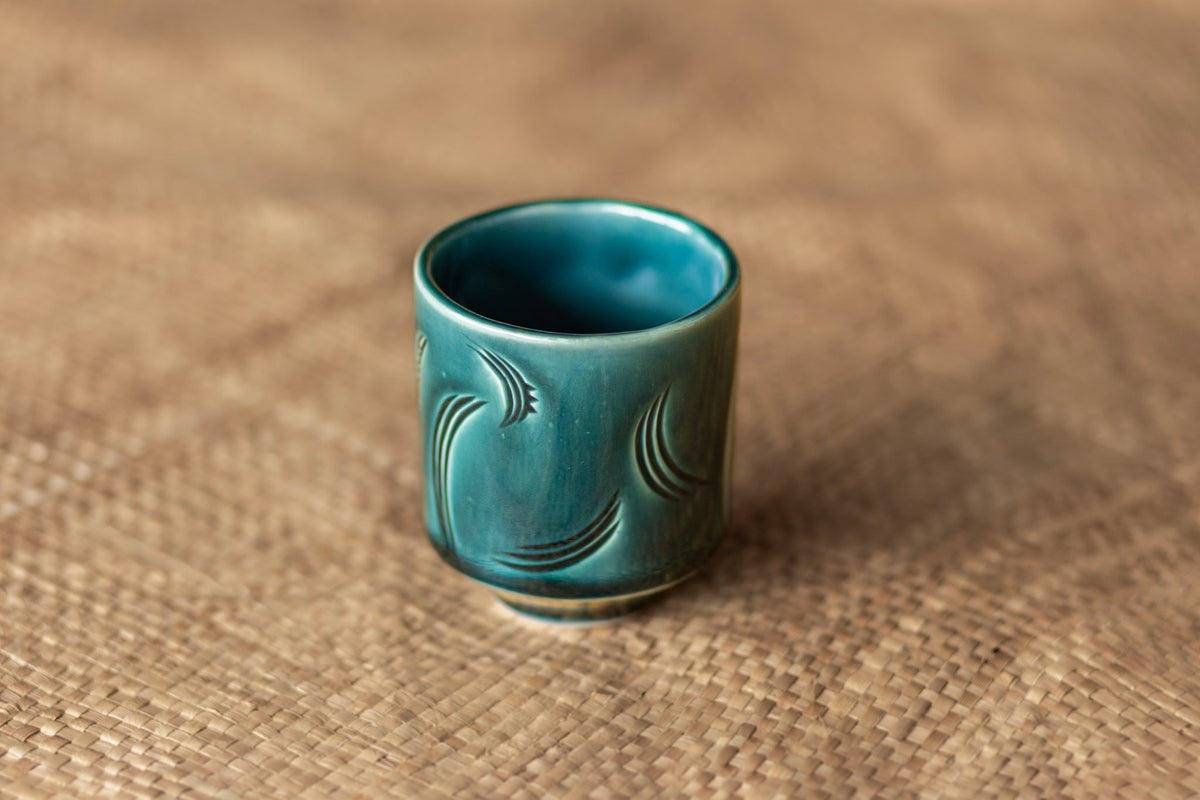 Moana Fresh – Turquoise Carved Ipu- Espresso cup by Form & Function Ceramics