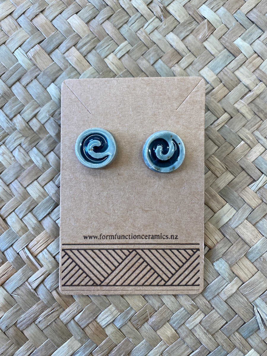 Moana Fresh – Moana Spiral Stud Ceramic Earrings by Form & Function Ceramics