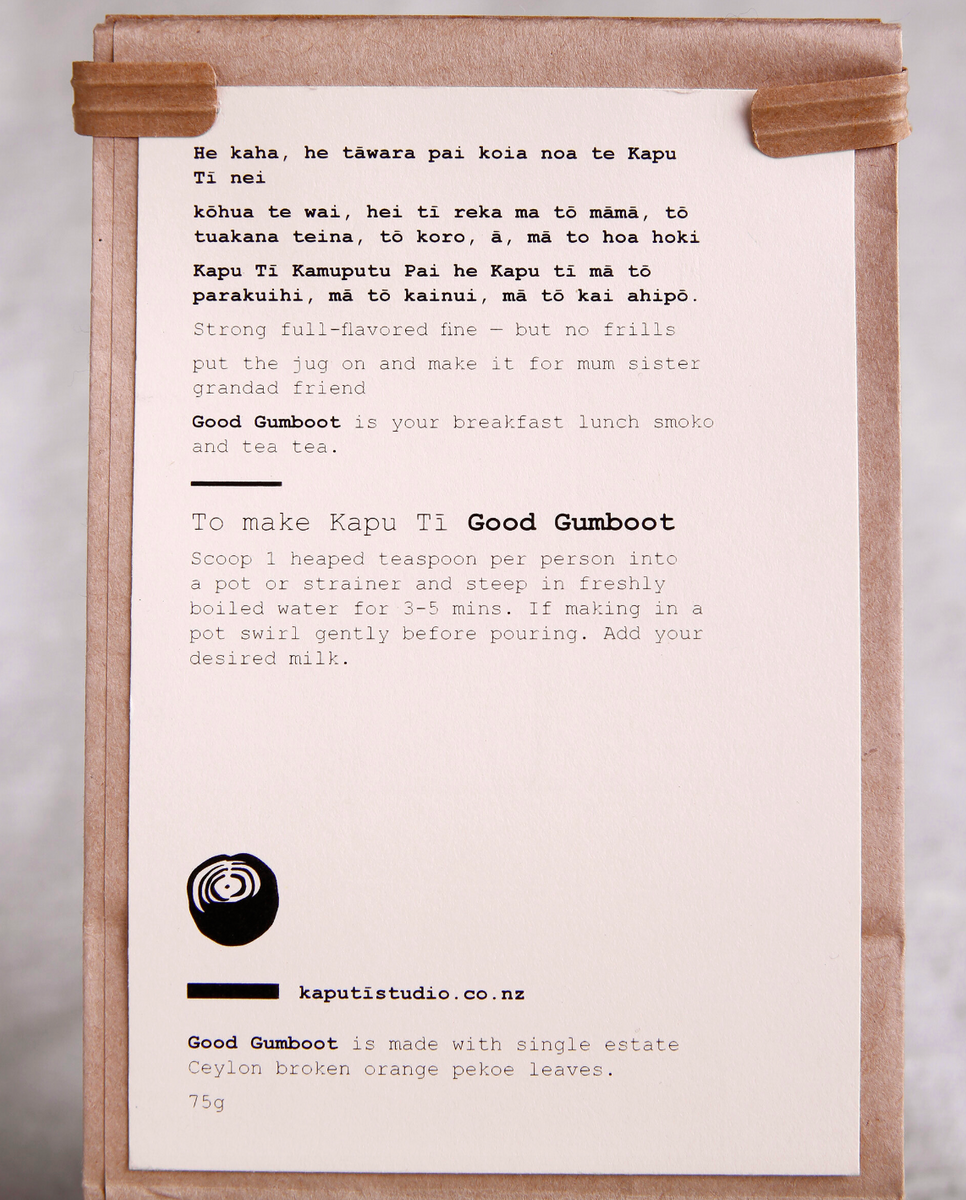 Moana Fresh – Good Gumboot Tea by Kaputī Studio